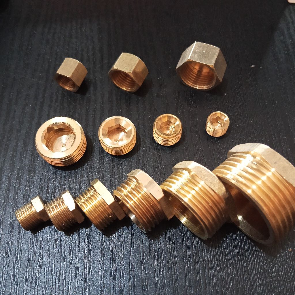 Jual HARGA GROSIR Dop Drat Dalam / Dop drat Luar / Plug Hex Kuningan 1/ ...