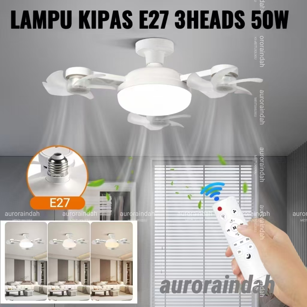 Jual NEW LAMPU KIPAS ANGIN PLATFON AC E27 50W 3HEADS LAMPU LED PLATFON ...