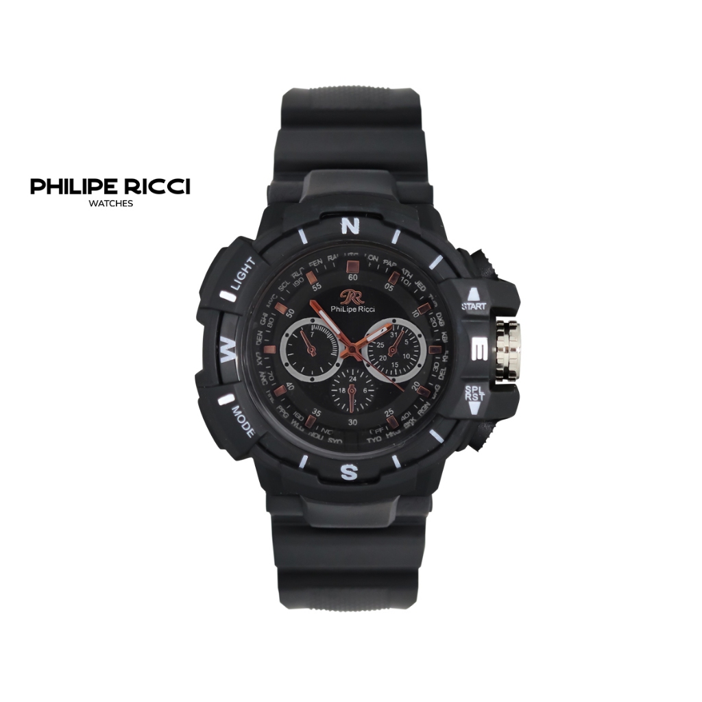 Jual PhiLipe Ricci Jam Tangan Pria Karet Hitam Stylish 100% Original ...