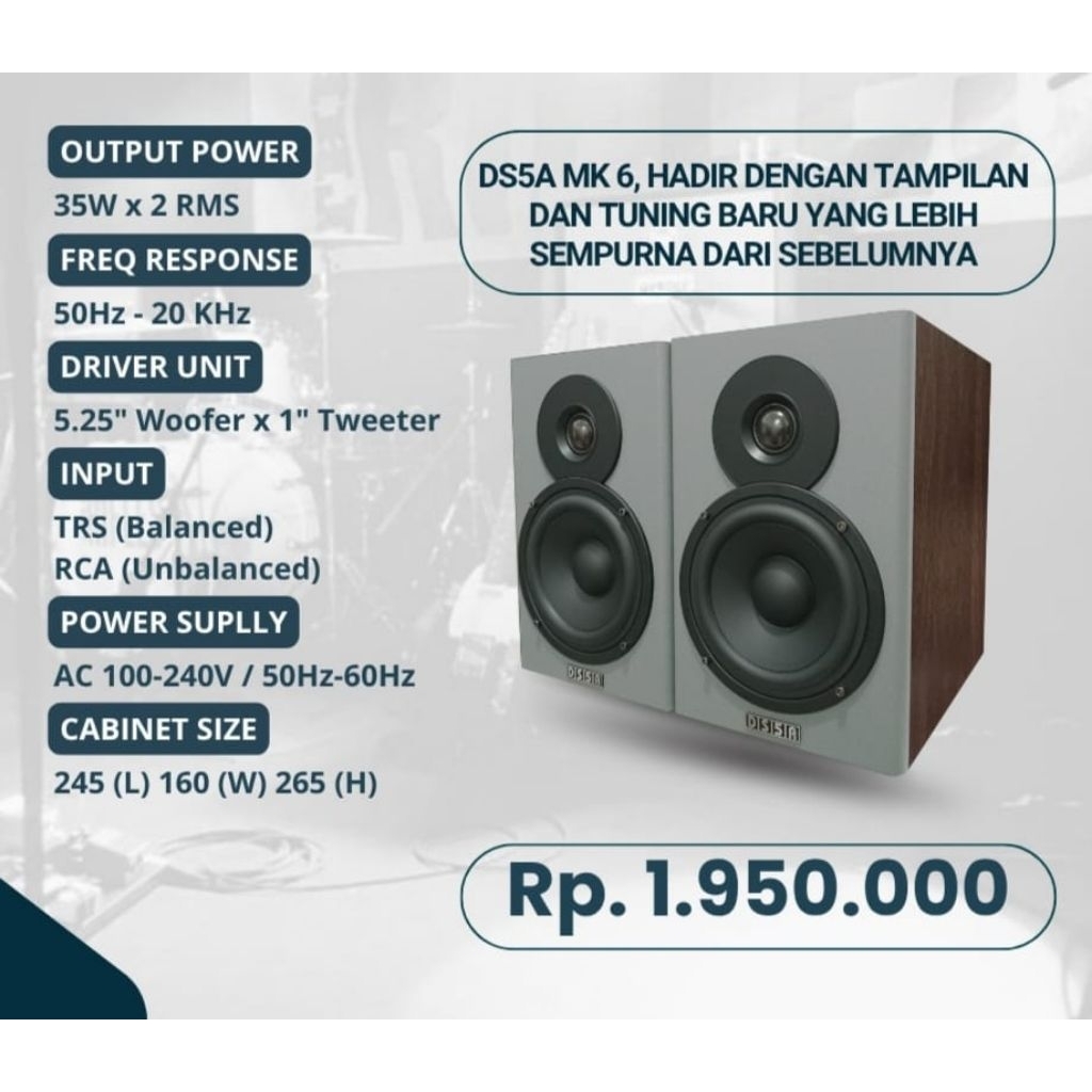 Jual Dolphin sound ISK DS5A MK6 Speaker monitor Flat MK VI / DS 5A MK6 ...