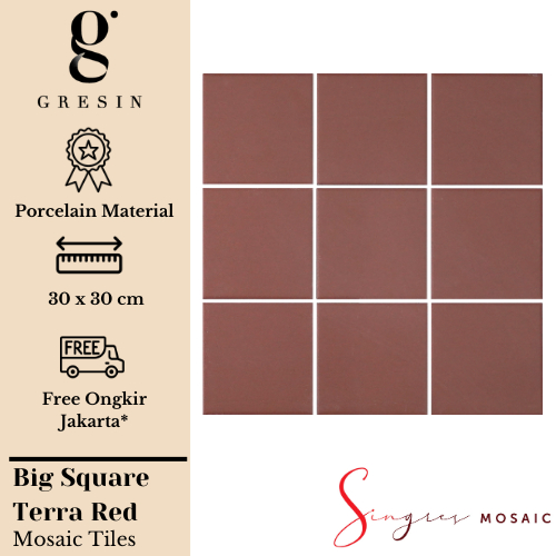 Jual Terra Red Big Square Singres Mosaic Tiles | Mosaic Keramik ...