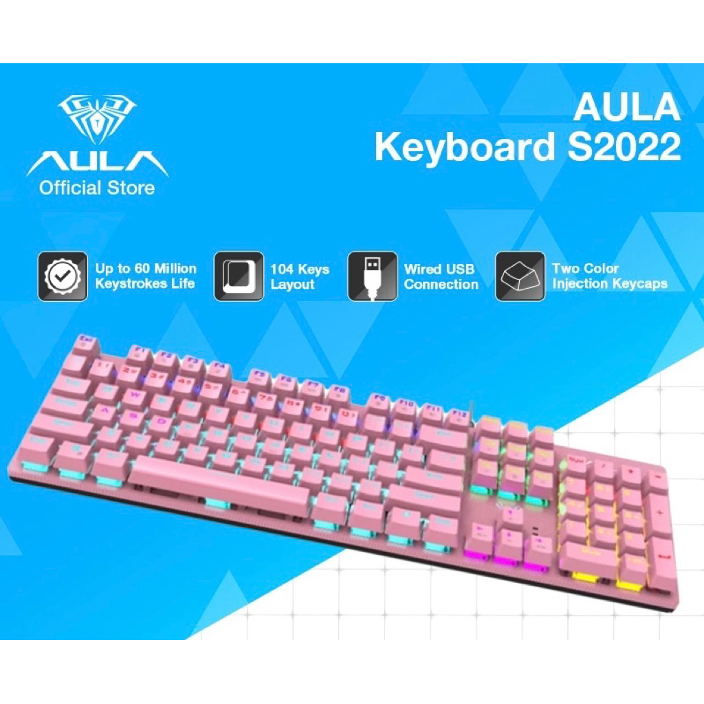 Jual Keyboard Gaming Mechanical Aula S2022 Switch Blue Full Size Usb ...