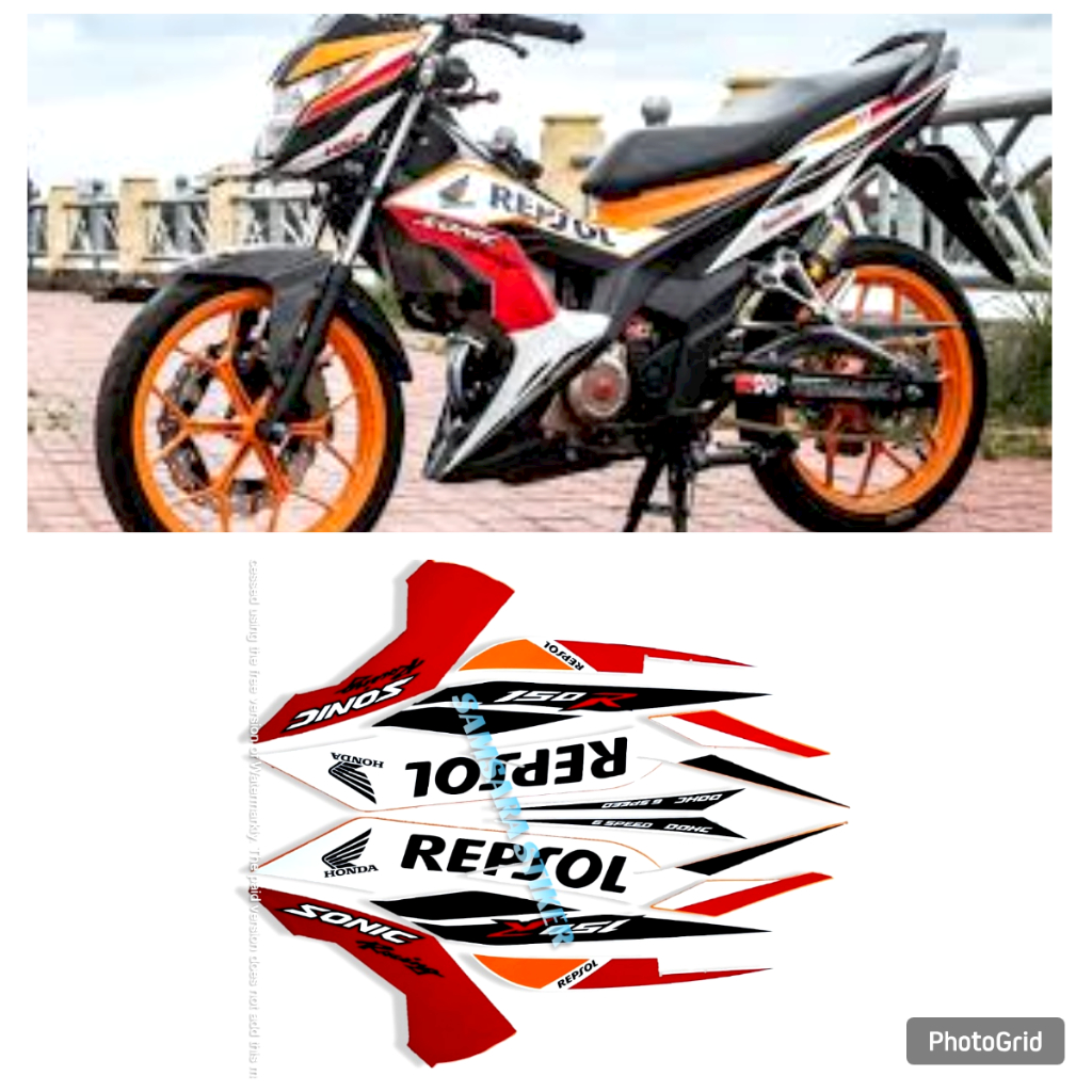 Jual Stiker Motor Honda Sonic 150r Repsol Putih Orange | Shopee Indonesia