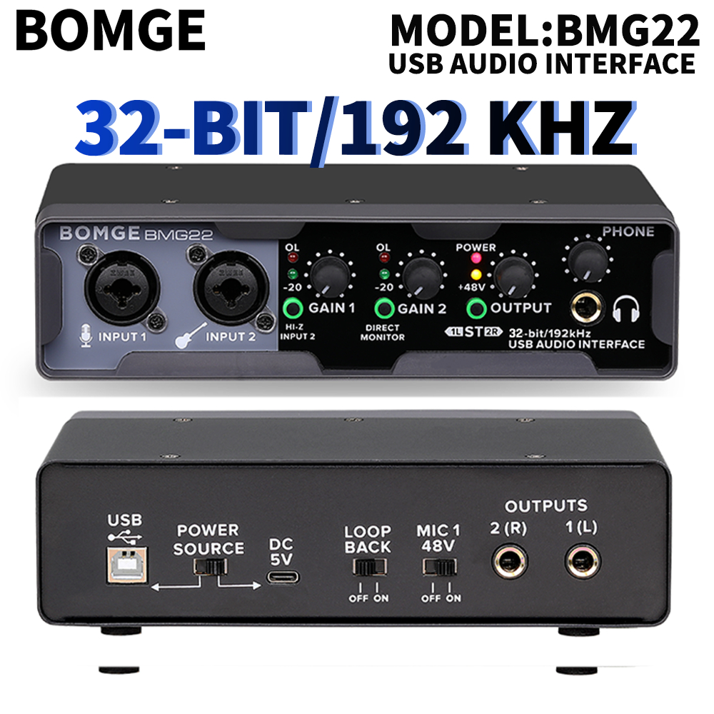Jual BOMGE BMG22 USB Audio Interface 2x2 32-Bit/192kHz with Studio Performance Mixer & Recording ...