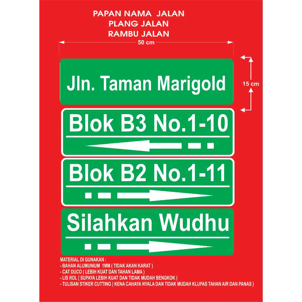 Jual Papan Nama Jalan Plang Rambu Silahkan Wudhu, Ukuran 15 x 50 cm ...