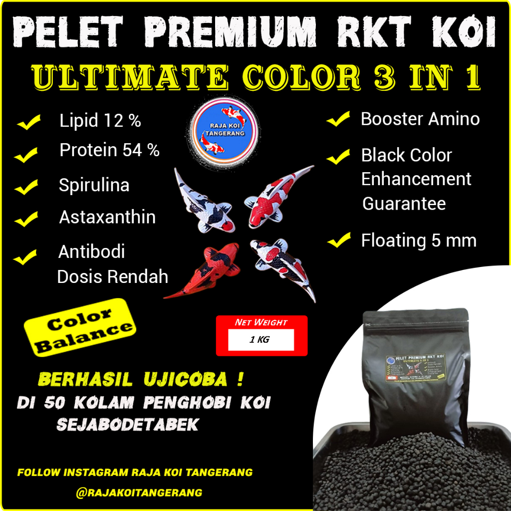 Jual Pelet Color Koi / Pakan Warna RKT Koi Ultimate 3 in 1 (COLOUR ...