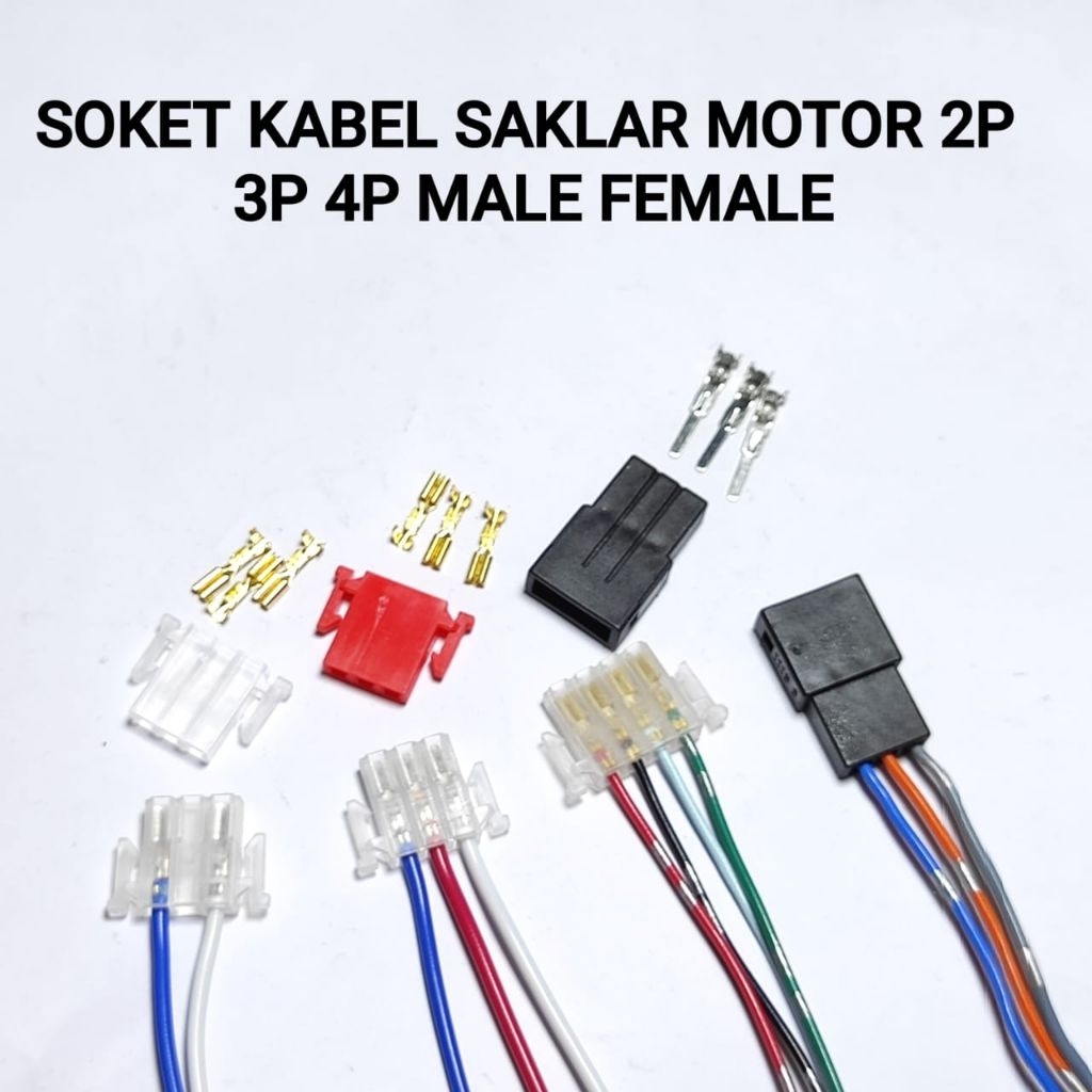 Jual Soket Kabel Tombol Saklar Lampu Motor 2 pin 3 pin 4 pin kabel 2 3 ...