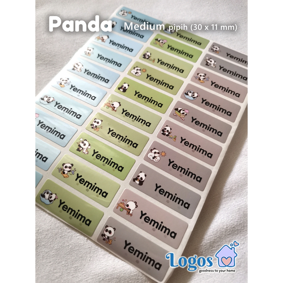 Jual Panda Label Nama Waterproof Medium stiker nama anak Name Sticker ...