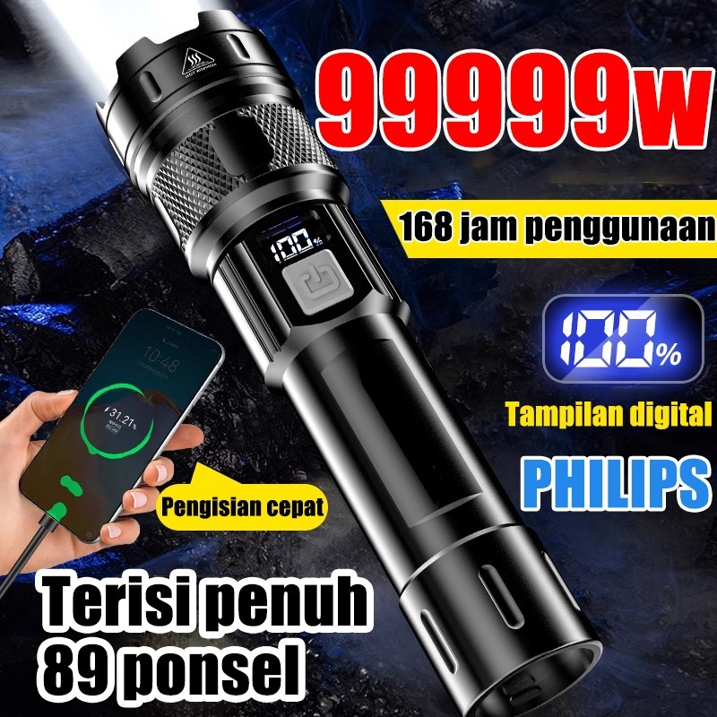Jual P50 Zoom Senter LED Super Terang 10000 Lumens USB Rechargeable senter kepala super terang ...
