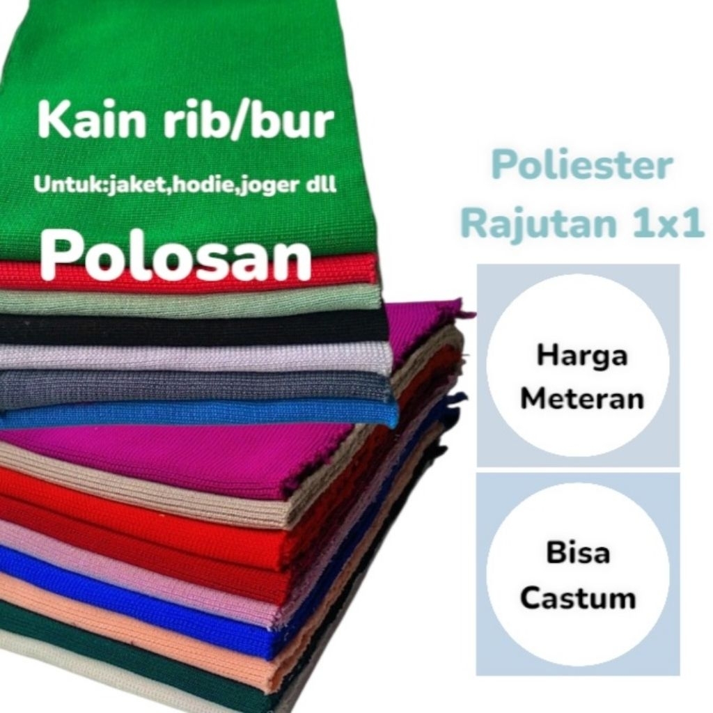 Jual KAIN RIB/bur aksesories jaket hodie joger warna polosan per meter ...