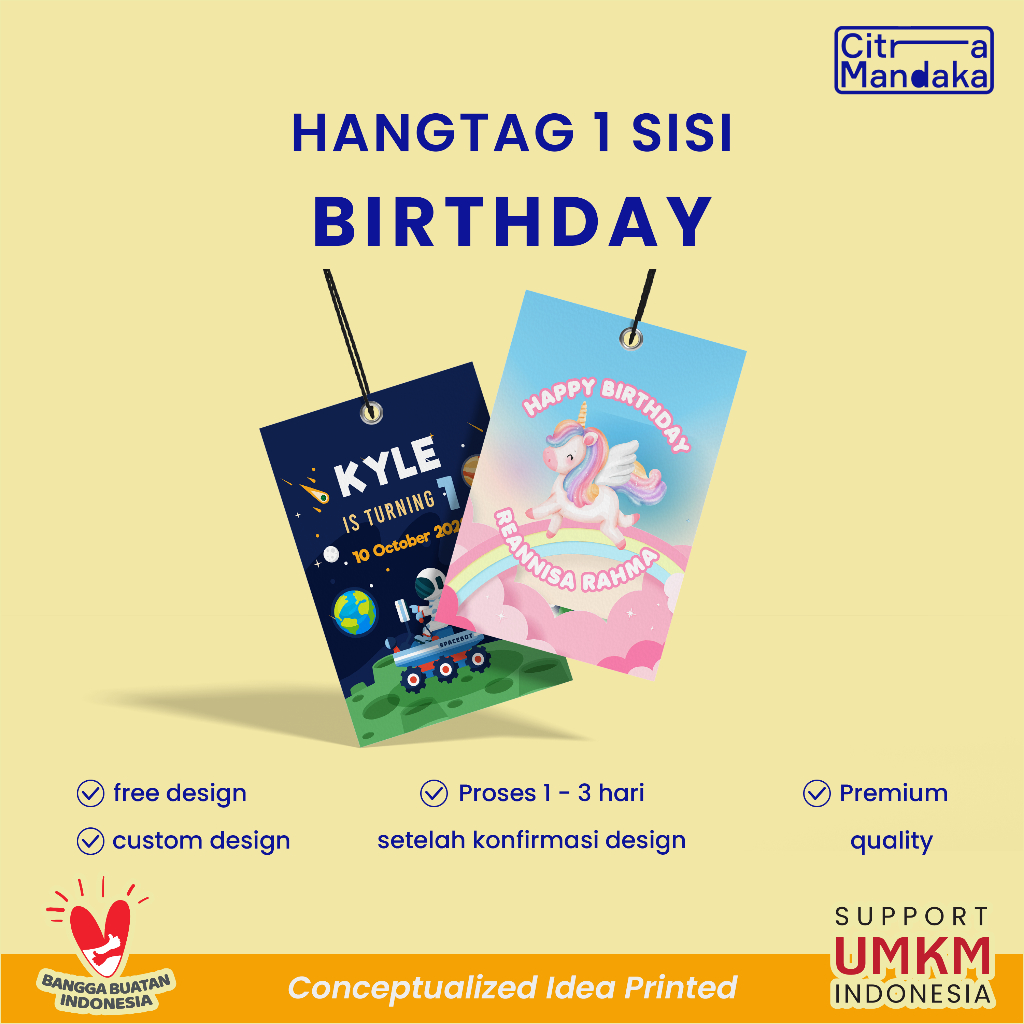 Jual Hang Tag Souvenir Ulang Tahun Anak Custom 1 Sisi | Free Design ...