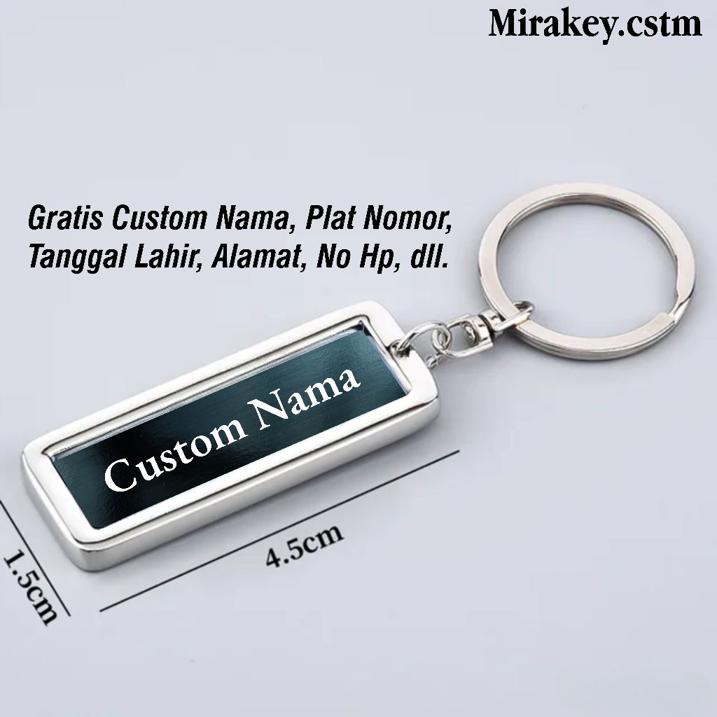 Jual Mirakey Hitam《Polos》Gantungan Kunci Custom Nama Keychain Motor ...