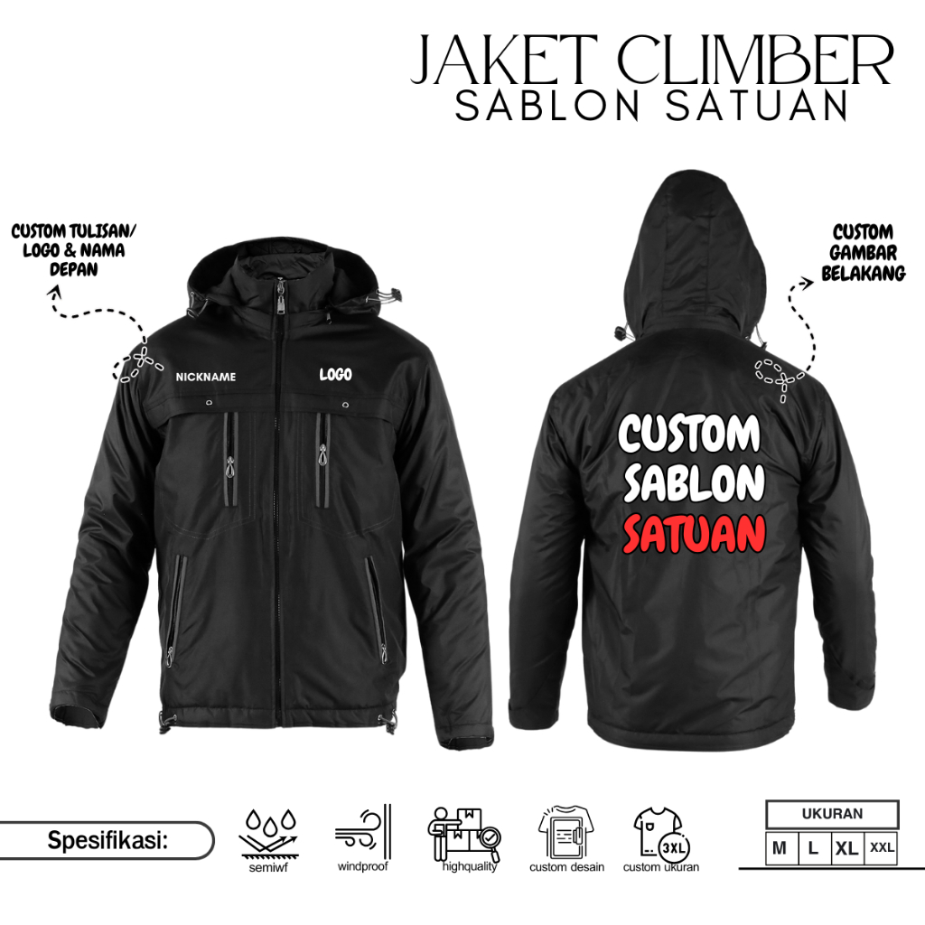 Jual Jaket Gunung Custom Desain Suka-suka Jaket Parasut Tahan Angin ...
