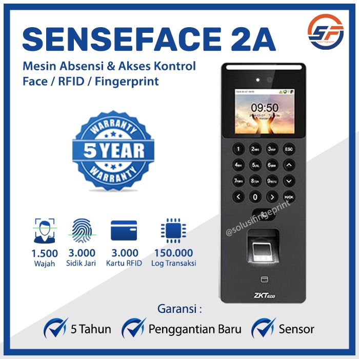 Jual Fingerprint Absensi dan Kartu RFID Wajah ZKTECO SENSEFACE 2A Mesin ...