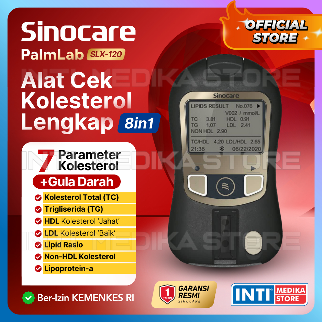 Jual SINOCARE - Alat Cek KOLESTEROL LENGKAP 8in1 PalmLab SLX120 ...
