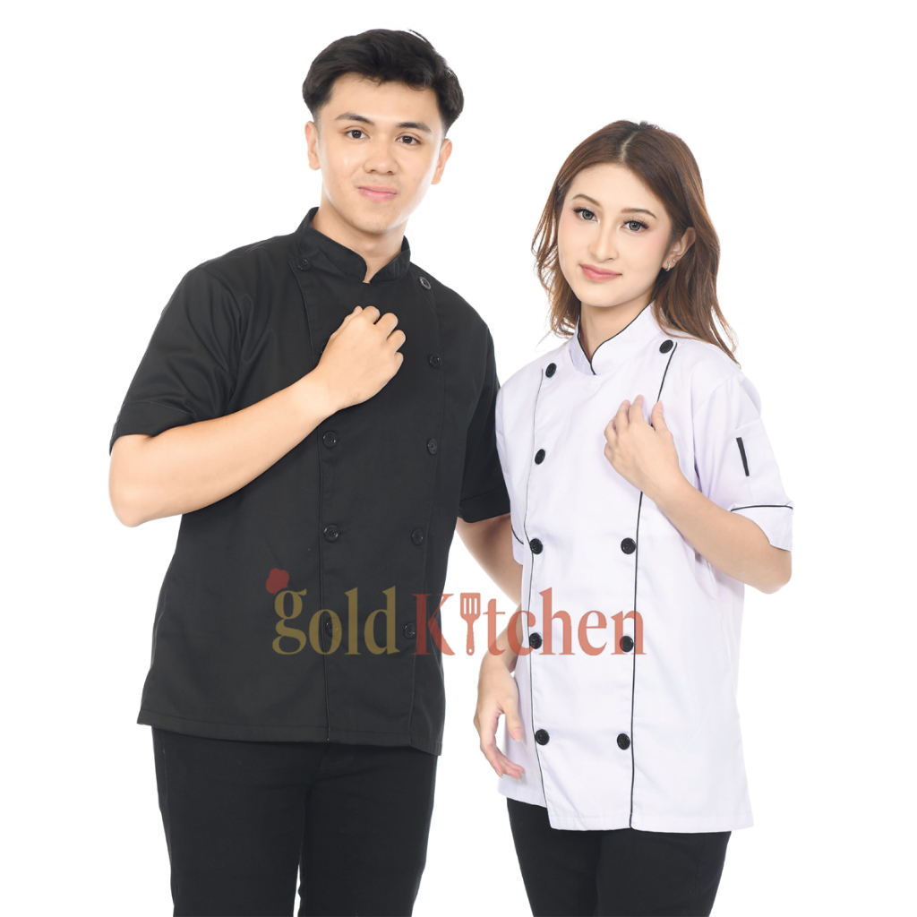 Jual Baju koki Chef Jacket Lengan Pendek Pria Wanita Model Cangi Bahan ...