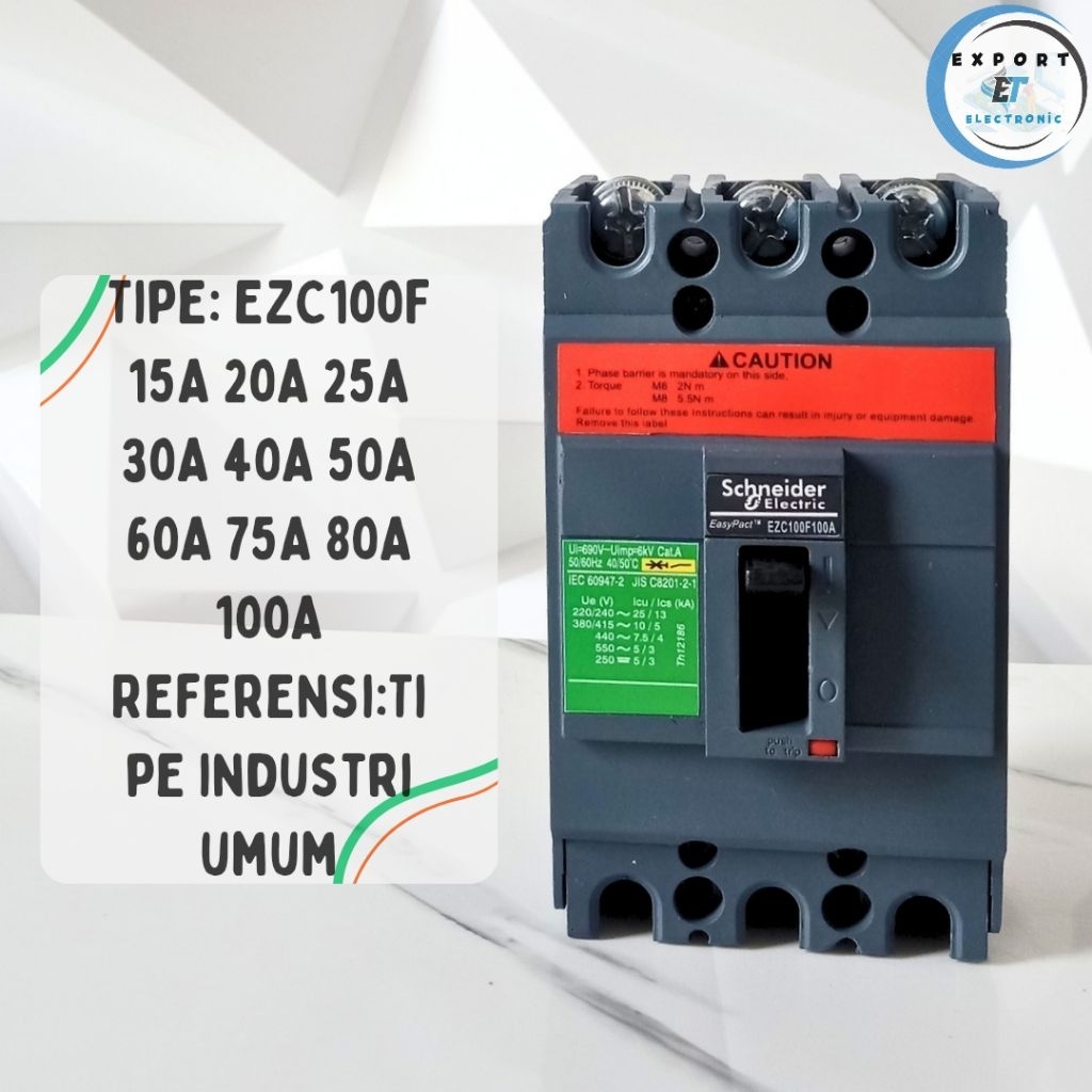 Jual MCCB Breaker 3P 15A–100A – Tipe EZC100F untuk Kebutuhan Panel ...