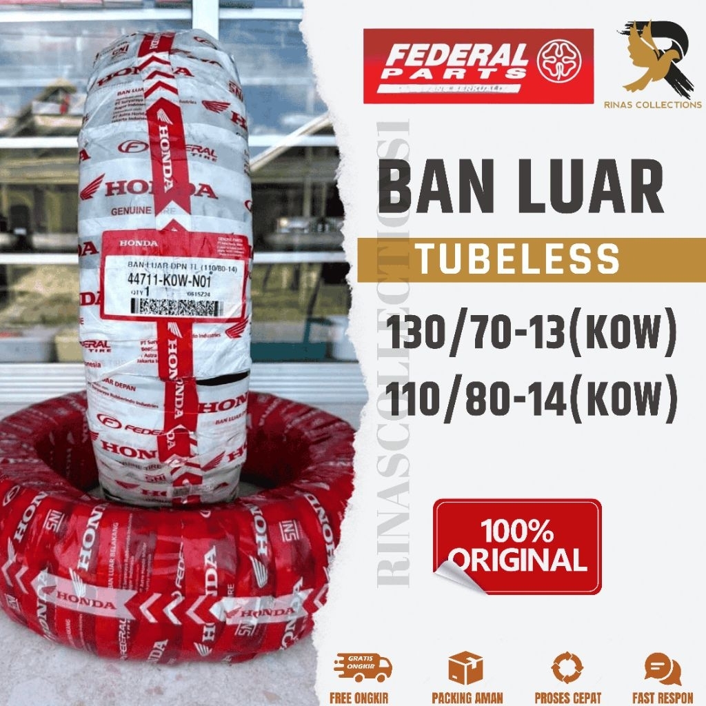 Jual AHM FEDERAL 130/70-13 & 110/80-14 (K0W) Asli HONDA Ban luar Motor ...