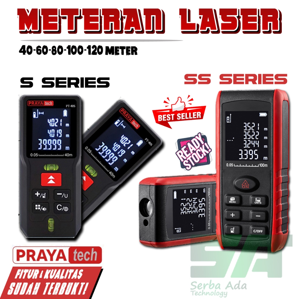 Jual Meteran Laser Digital / Laser Distance Meter / Alat Ukur Jarak Digital40M 60M 70M 80M 100M ...