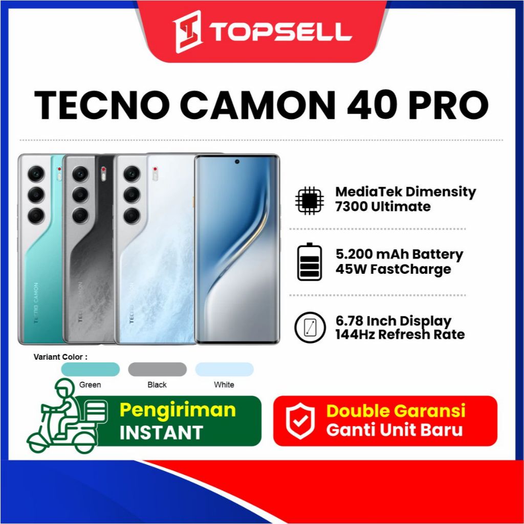 Jual Tecno Camon 40 Pro 5G 8+256GB New Original Garansi Resmi 1 Tahun ...
