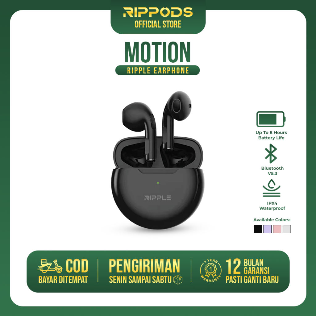 Jual Rippods Motion Headset TWS Bluetooth Full Bass Original 100% Hifi ...