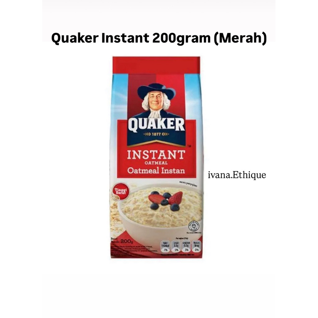 Jual QUAKER Instant oatmeal (200gram MERAH) & QUAKER Vanila 3in 1 ...