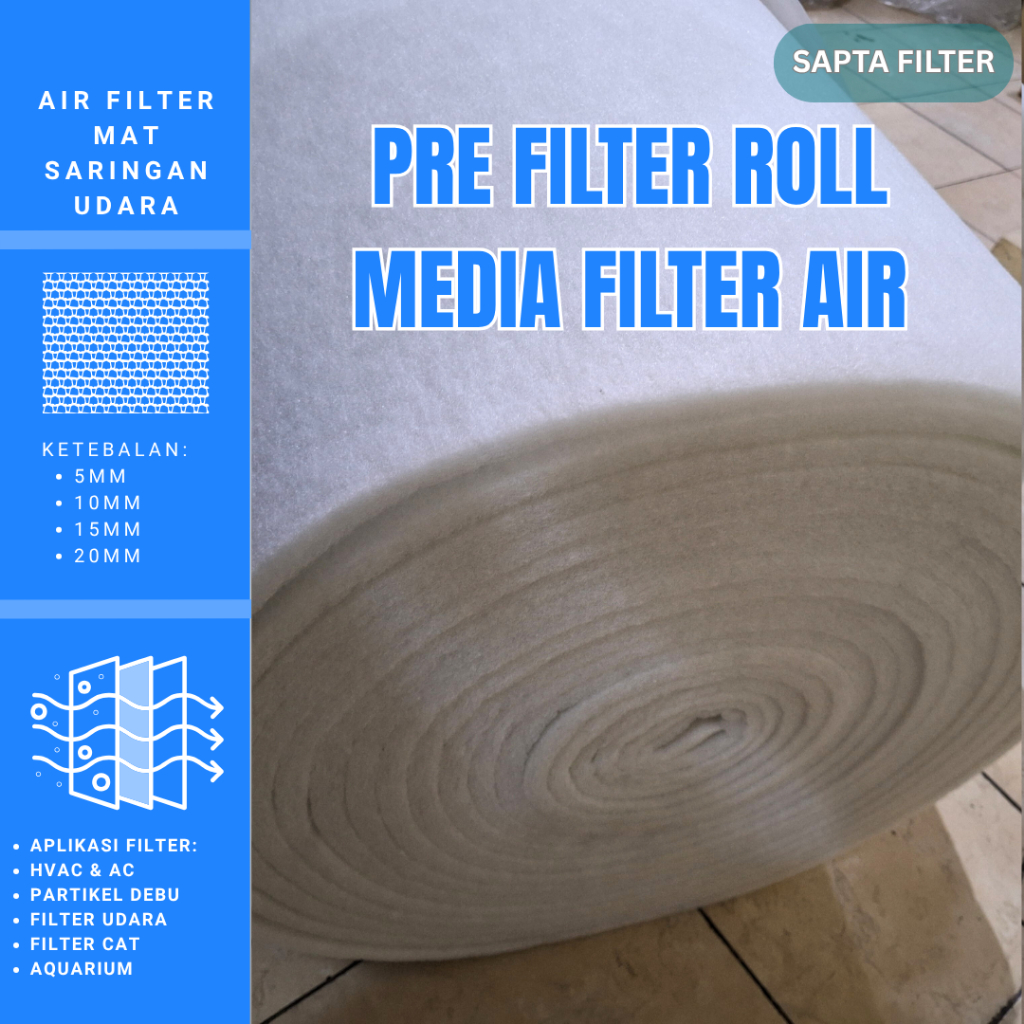 Jual Air Filter Mat / Saringan Udara / Filter Media AHU FCU HVAC 2m x 20m 10mm - 20mm(Roll ...
