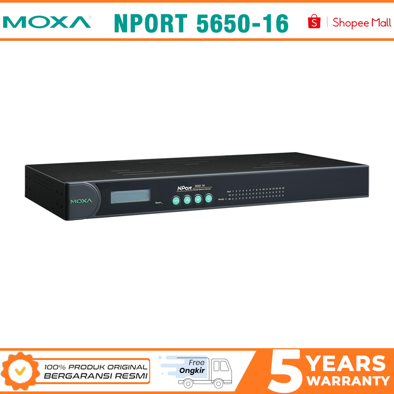 Jual MOXA NPORT 5650-16 16-port RS-232/422/485 rackmount serial device servers | Shopee Indonesia