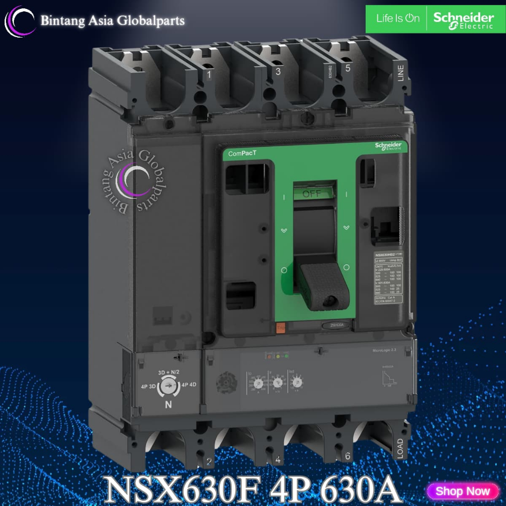 Jual MCCB 4p 630a Schneider NSX630F Original / MCCB 4 Phase 630 Ampere C63F42D630 / Breaker NSX ...