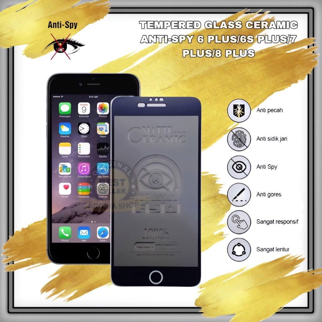 Jual TEMPEL GLASS/TEMPERED GLASS CERAMIC ANTI-SPY IP 6 PLUS/6S PLUS/7 PLUS/8 PLUS BARU | Shopee ...