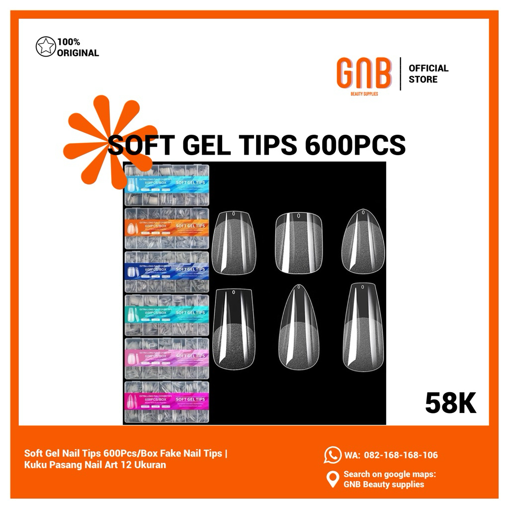 Jual SOFT GEL TIPS 600 PCS | oft Gel Nail Tips 600pcs/Box Fake Nail ...