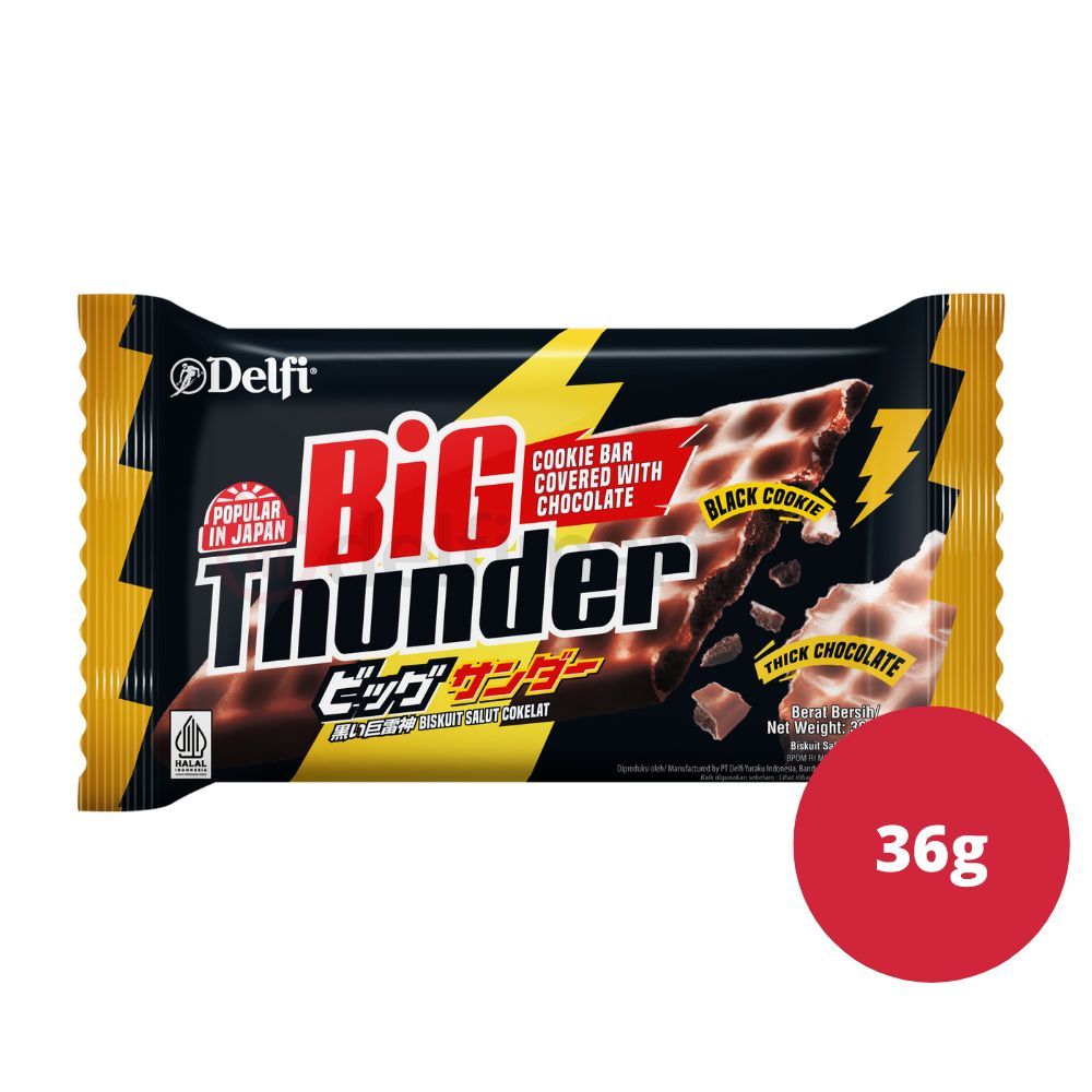 Jual Delfi Yuraku Big Thunder Chocolate Cookies 36g Kemasan Besar ...