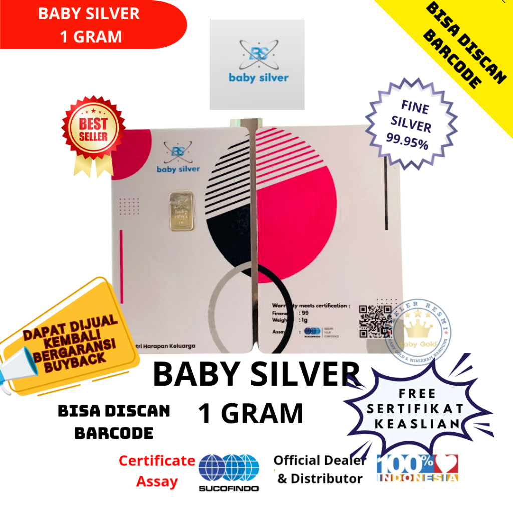 Jual BABY SILVER PVC 1 GRAM FINE SILVER PERAK LOGAM MULIA ASLI ORIGINAL ...