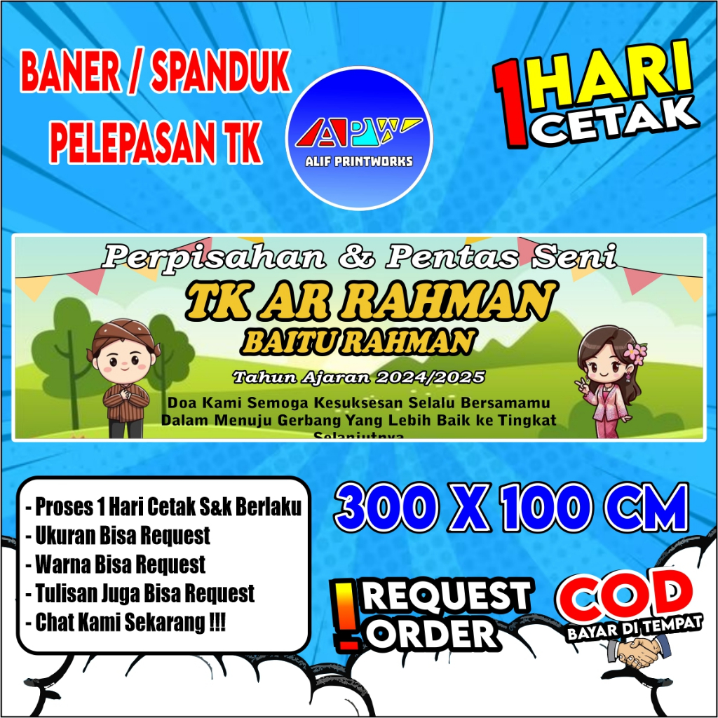 Jual Spanduk Banner Pelpasan Tk & Paud 300x100 cm | Shopee Indonesia