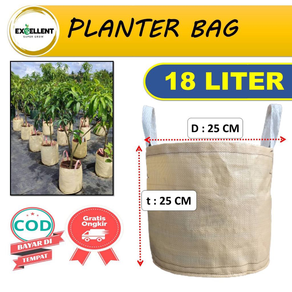 Jual PLANTER BAG UKURAN 18 LITER ( 25 X 25 cm ) | Shopee Indonesia