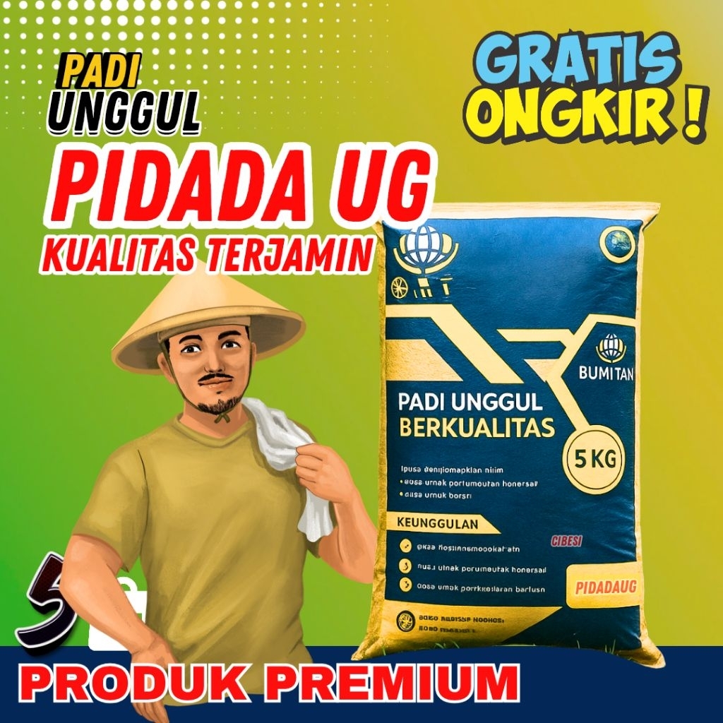 Jual benih padi unggul pidada ultra genjah new umur 75 hst kemasan 5kg ...