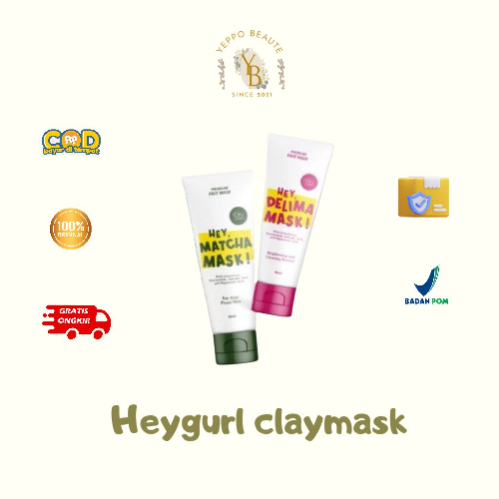 Jual HEY GURL CLAY MASK | HEY DELIMA MASK HEY GURL | HEY MATCHA MASK ...