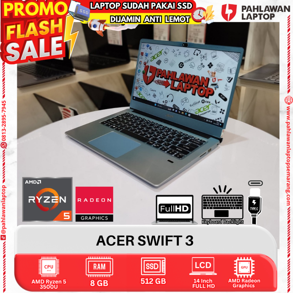 Jual LAPTOP ACER SWIFT 3 BLUE Ryzen 5 RAM 8GB SSD 512GB | Shopee Indonesia