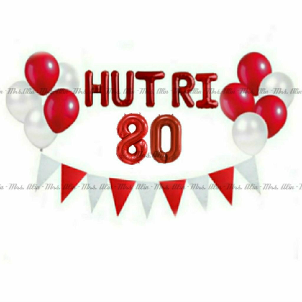 Jual Paket Dekorasi HUT RI 8 / Balon Agustus / Banner Dirgahayu / Balon ...