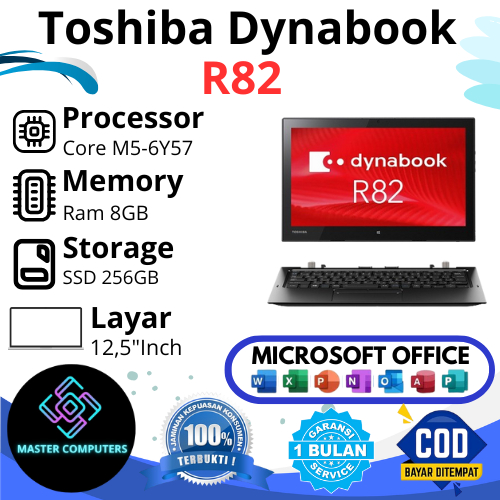 Jual Toshiba Dynabook R82 Tablet 2 in 1 Core M5-6Y57 Ram 8GB SSD 256GB ...