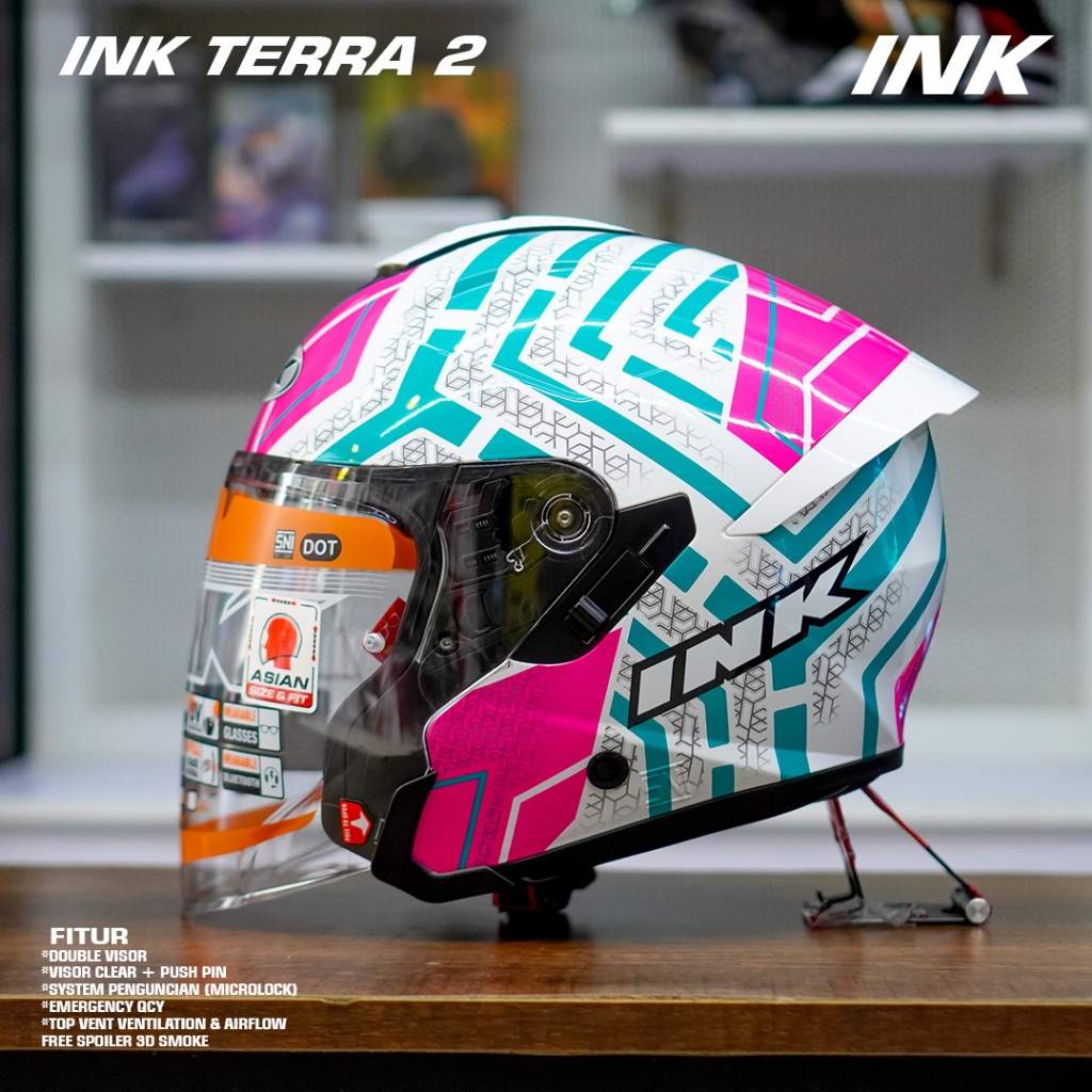 Jual INK TERRA2 MOTIF SERI 2 DOUBLE VISOR FREE SPOILER 3D - Helm ink ...