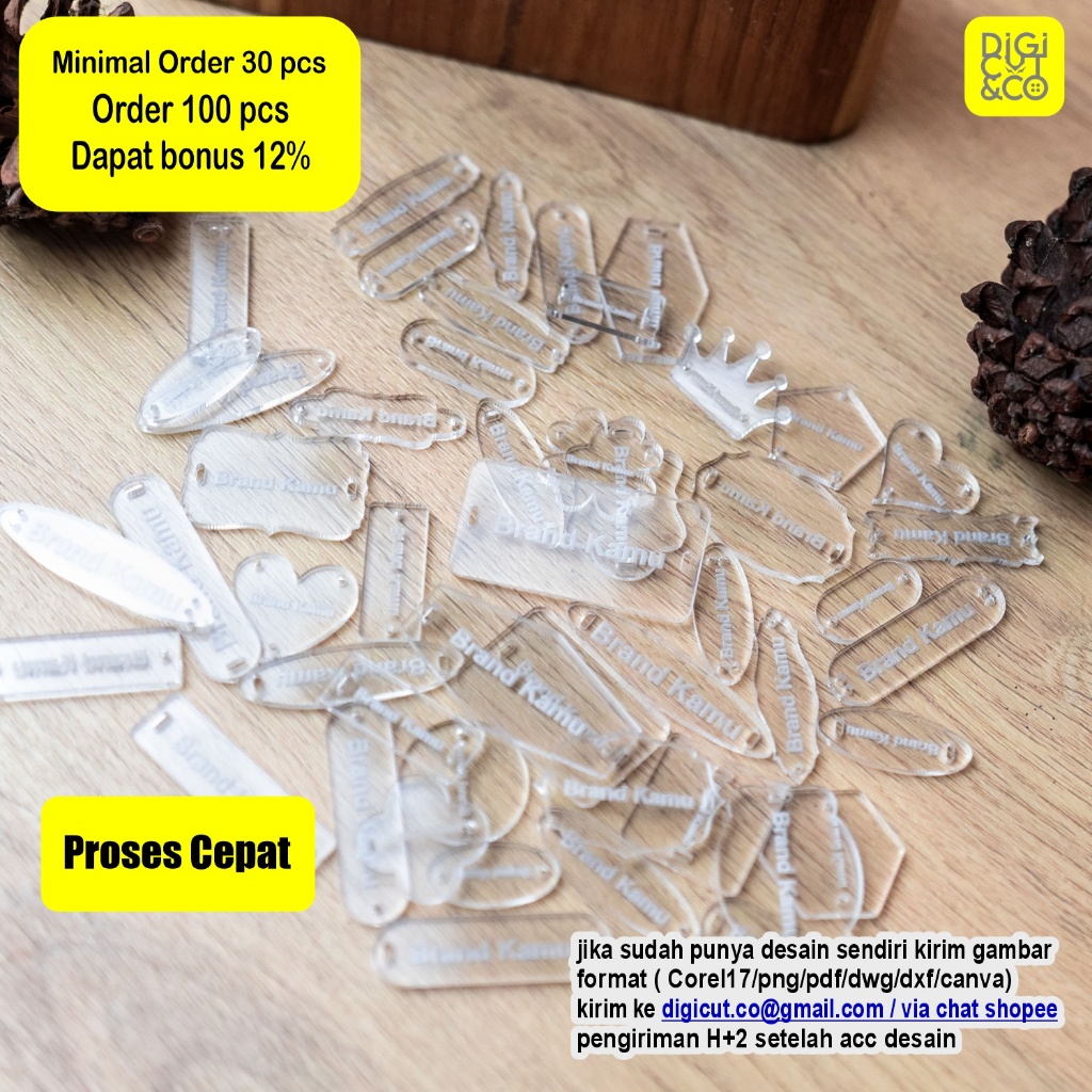 Jual Label Akrilik BENING | Custom Cutting Label - Digicut&Co | Shopee Indonesia