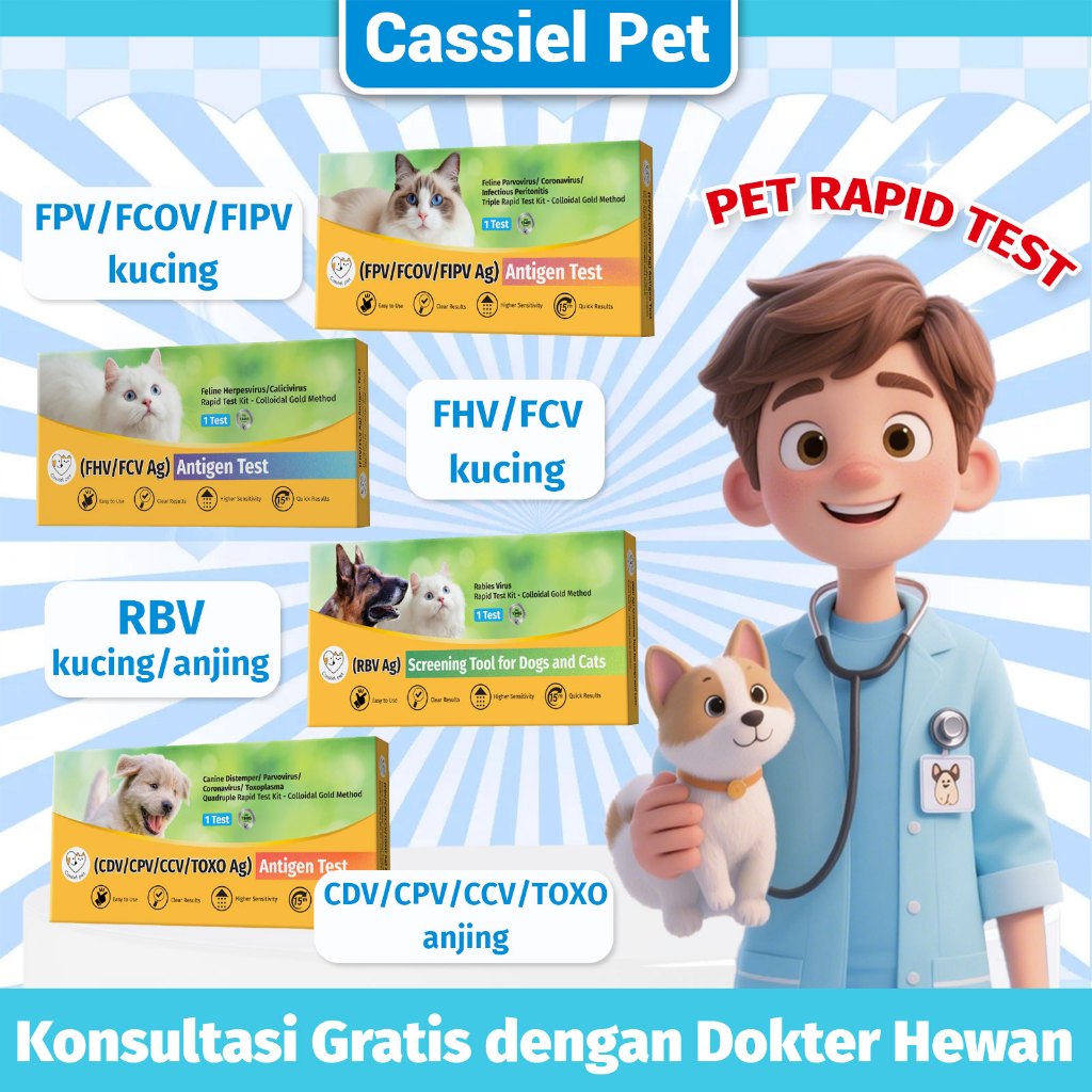 Jual Cassiel Pet Test Kit Multi Penyakit (CDV+CPV+CCoV+Toxo) + Rabies ...
