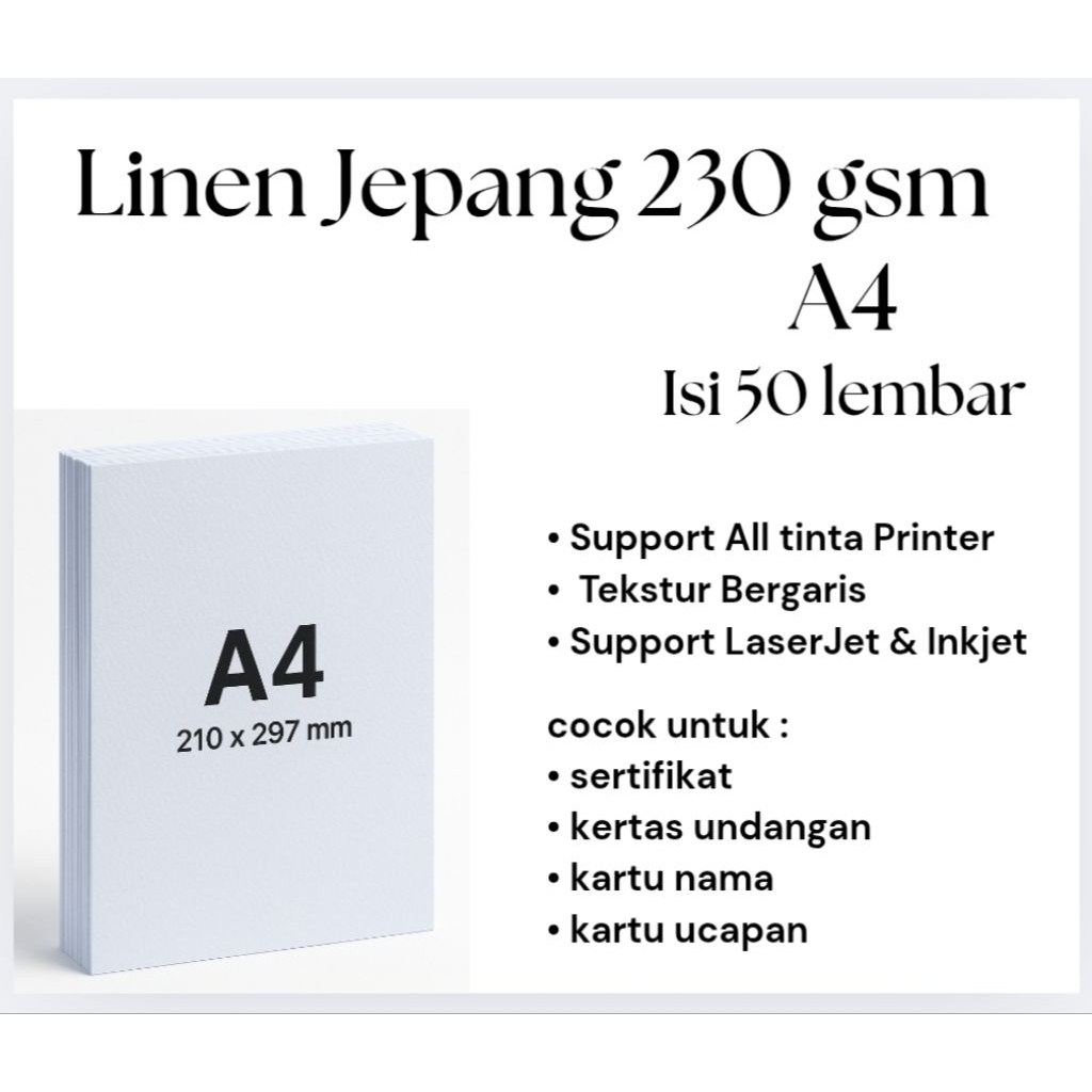 Jual Kertas Linen Jepang Premium Isi 50 Lembar A4 230 gsm – Kertas ...