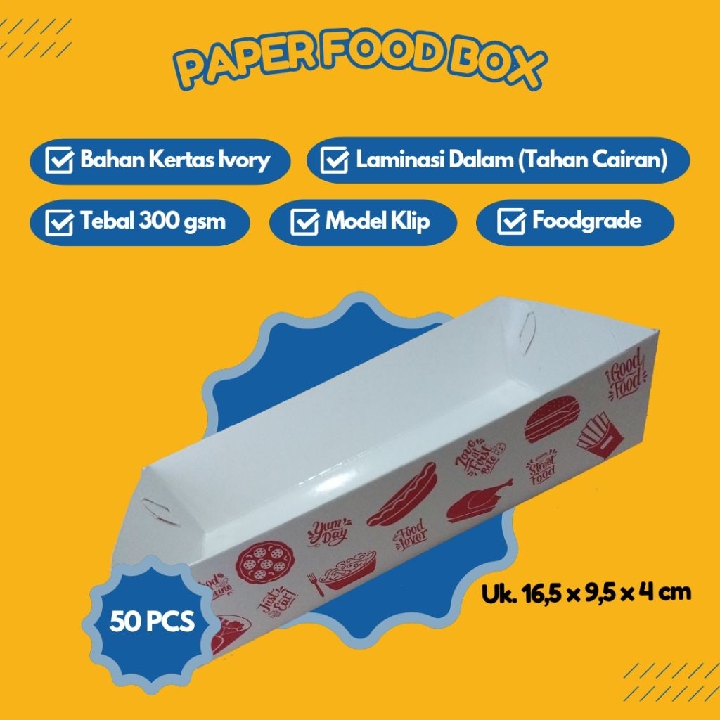 Jual 50 PCS Paper Food Tray ukuran XL Motif Warna Merah sudah Laminasi ...