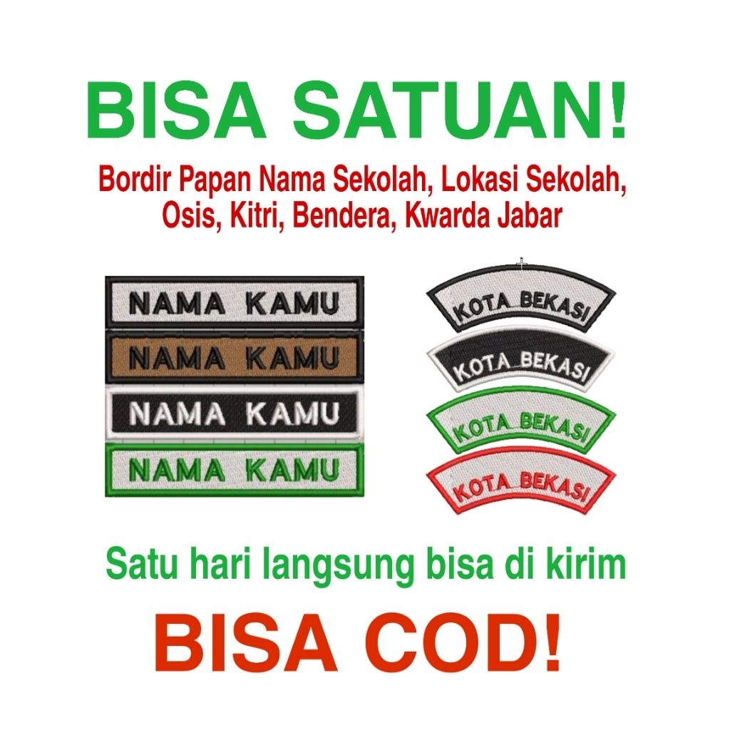 Jual Bordir Nama Seragam Sekolah / Name tag / Papan Nama / Bet Nama ...