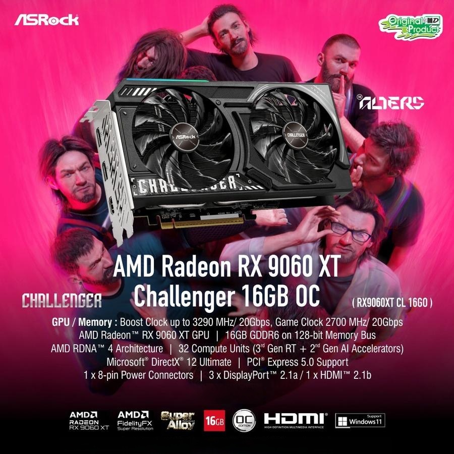 Jual VGA ASROCK AMD Radeon RX9060 RX 9060 XT RX9060XT Challenger 16GB OC GDDR6 | Shopee Indonesia