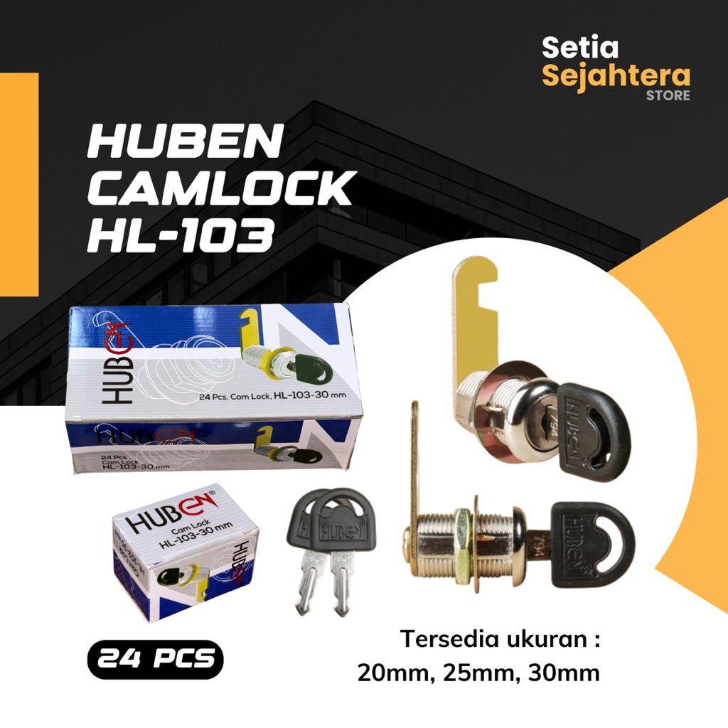 Jual HUBEN Kunci CamLock HL 103 Kunci Lemari Loker 20 25 30 mm - 1 kotak 24 pcs | Shopee Indonesia