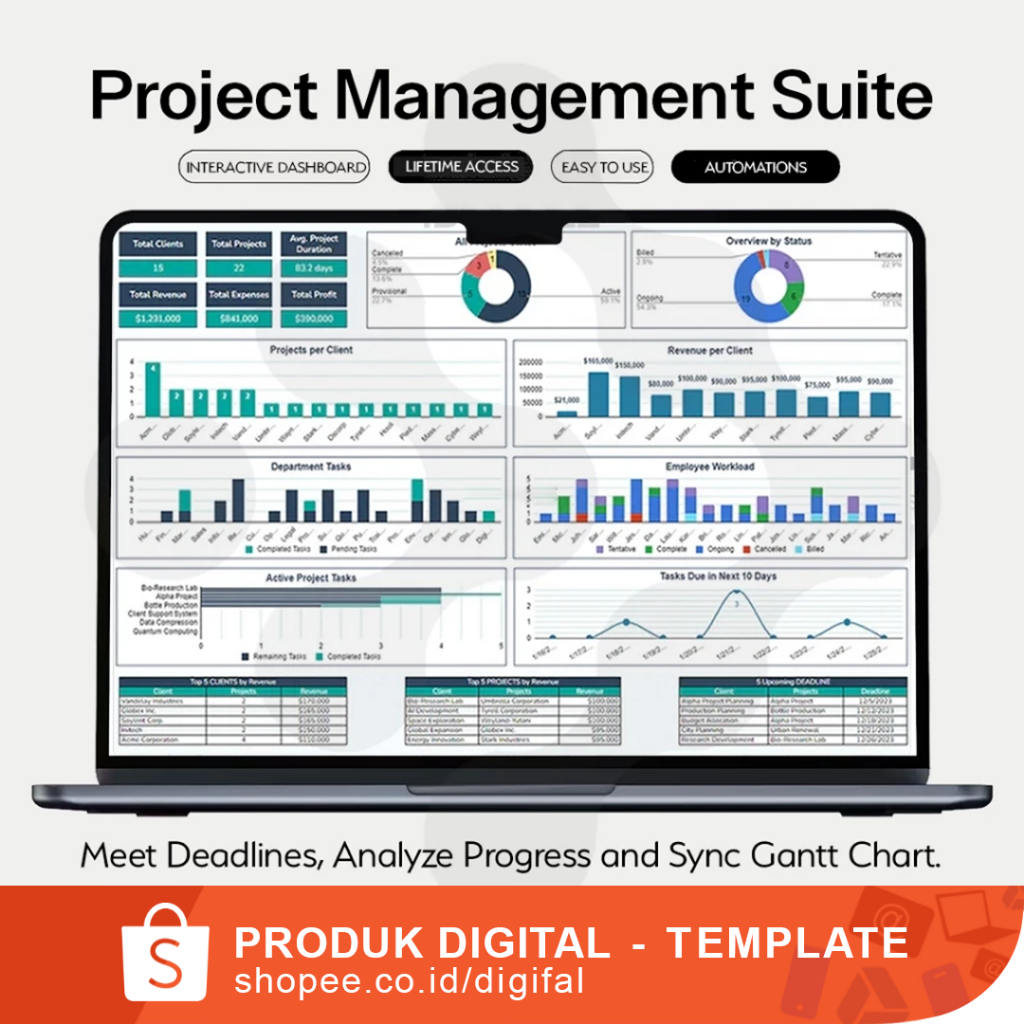 Jual Project Management Suite - Template Dashboard Untuk Kelola ...