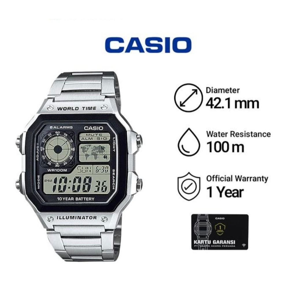 Jual Jam Tangan Pria Casio AE-1200WHD-1AVDF / AE-1200WHD-1A Original | Shopee Indonesia